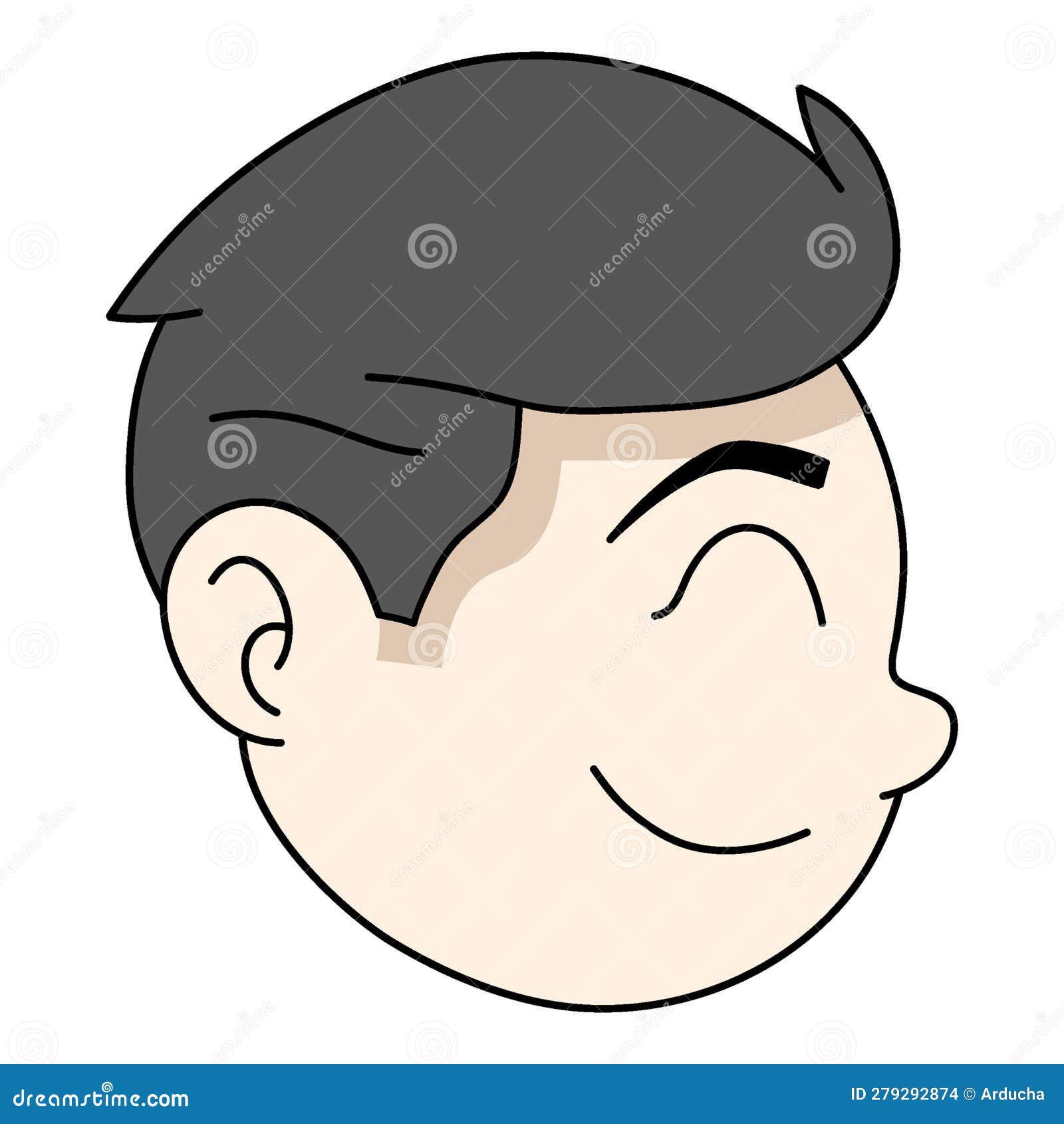 Chubby Male Head Emoticon Smiling Face Expression Stock Vector ...