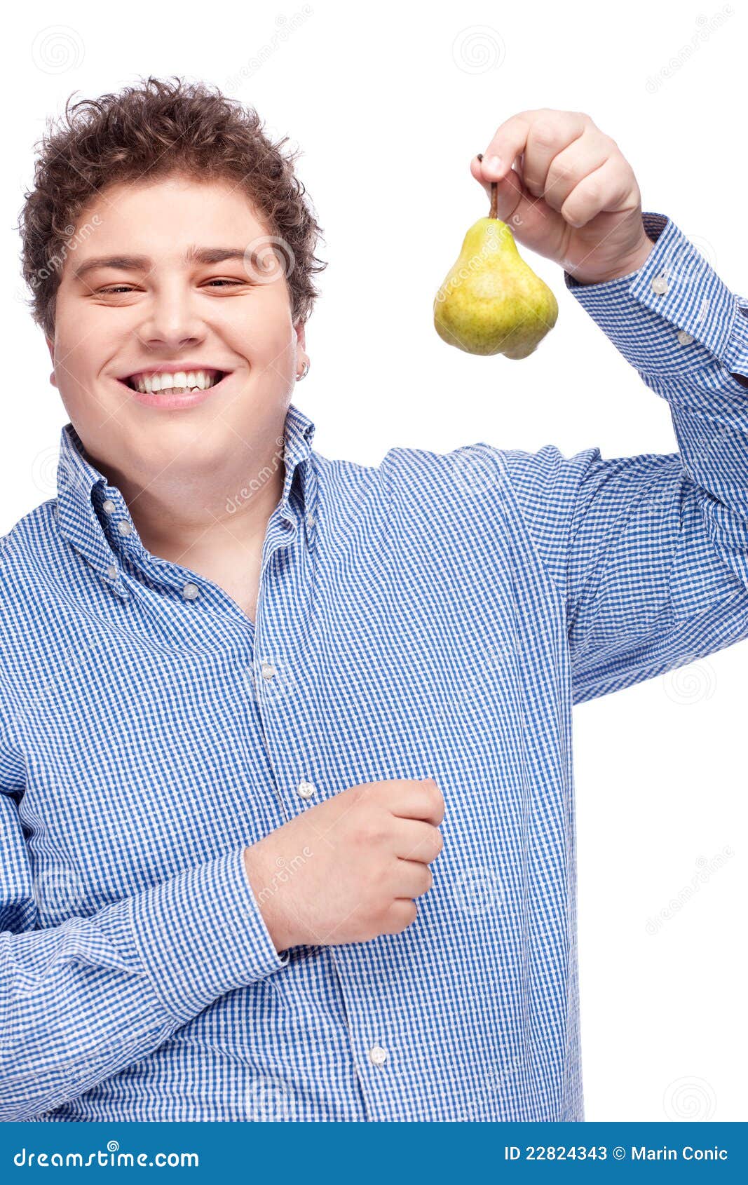 Chubby man holding pear stock image. Image of round, health - 22824343