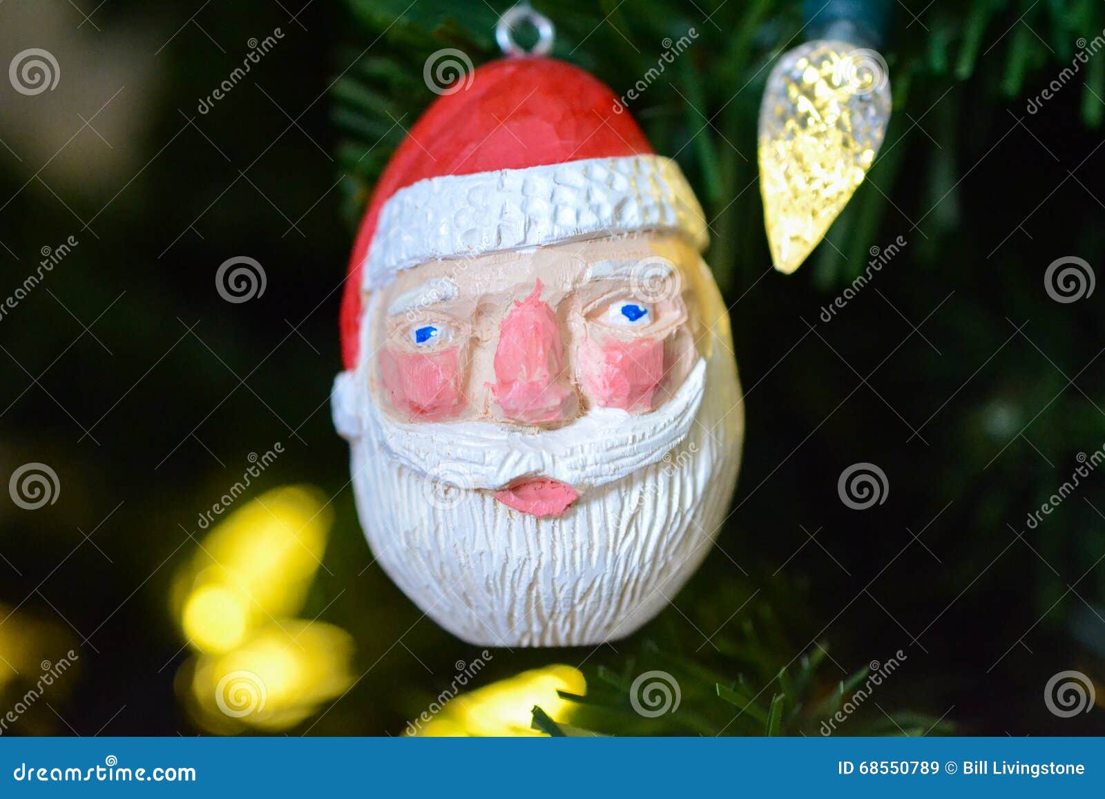Chubby Santa Claus Christmas Ornament on a Tree Stock Image - Image of ...