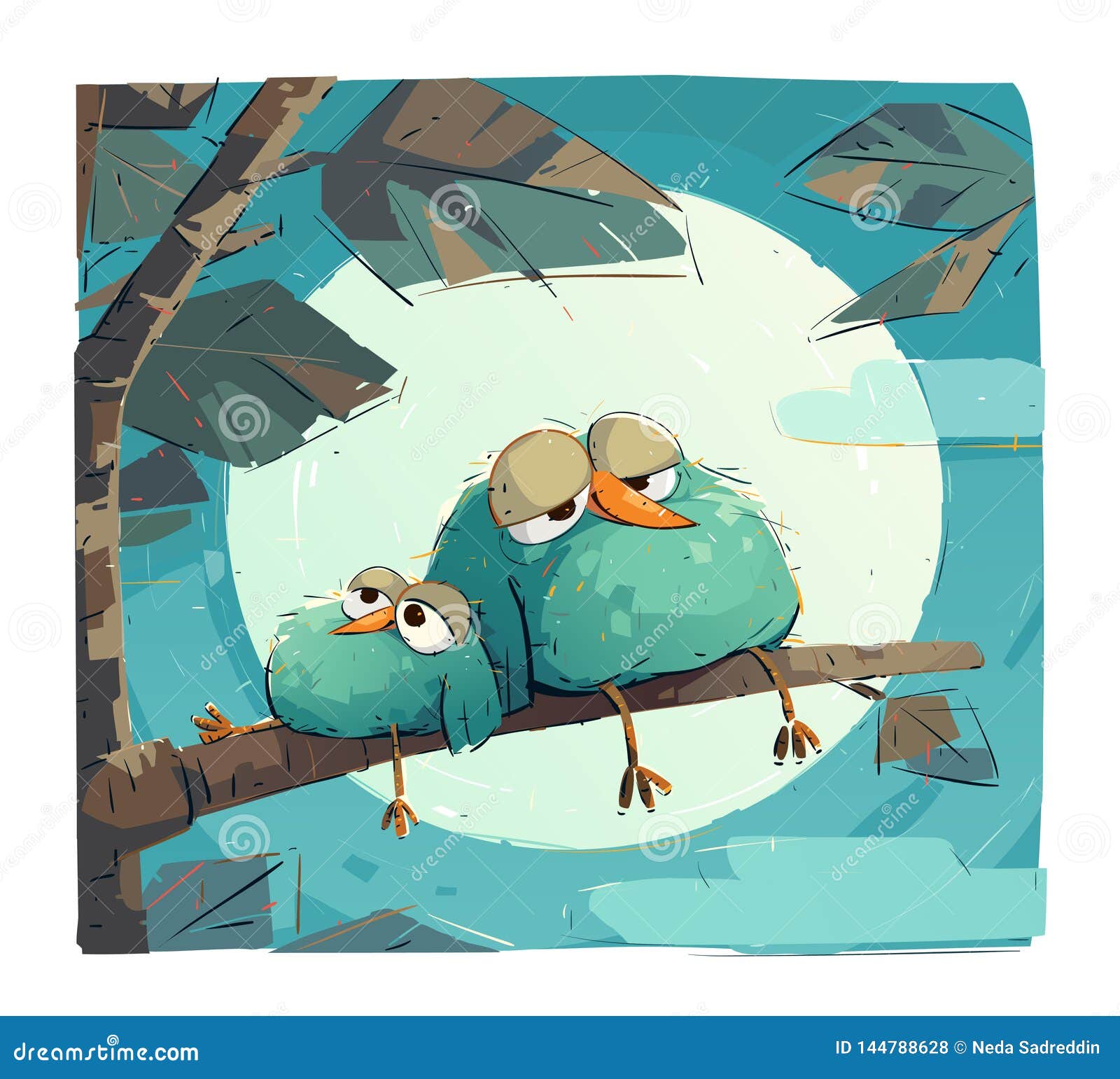 Chubby Sleepy Birds stock vector. Illustration of summer - 144788628