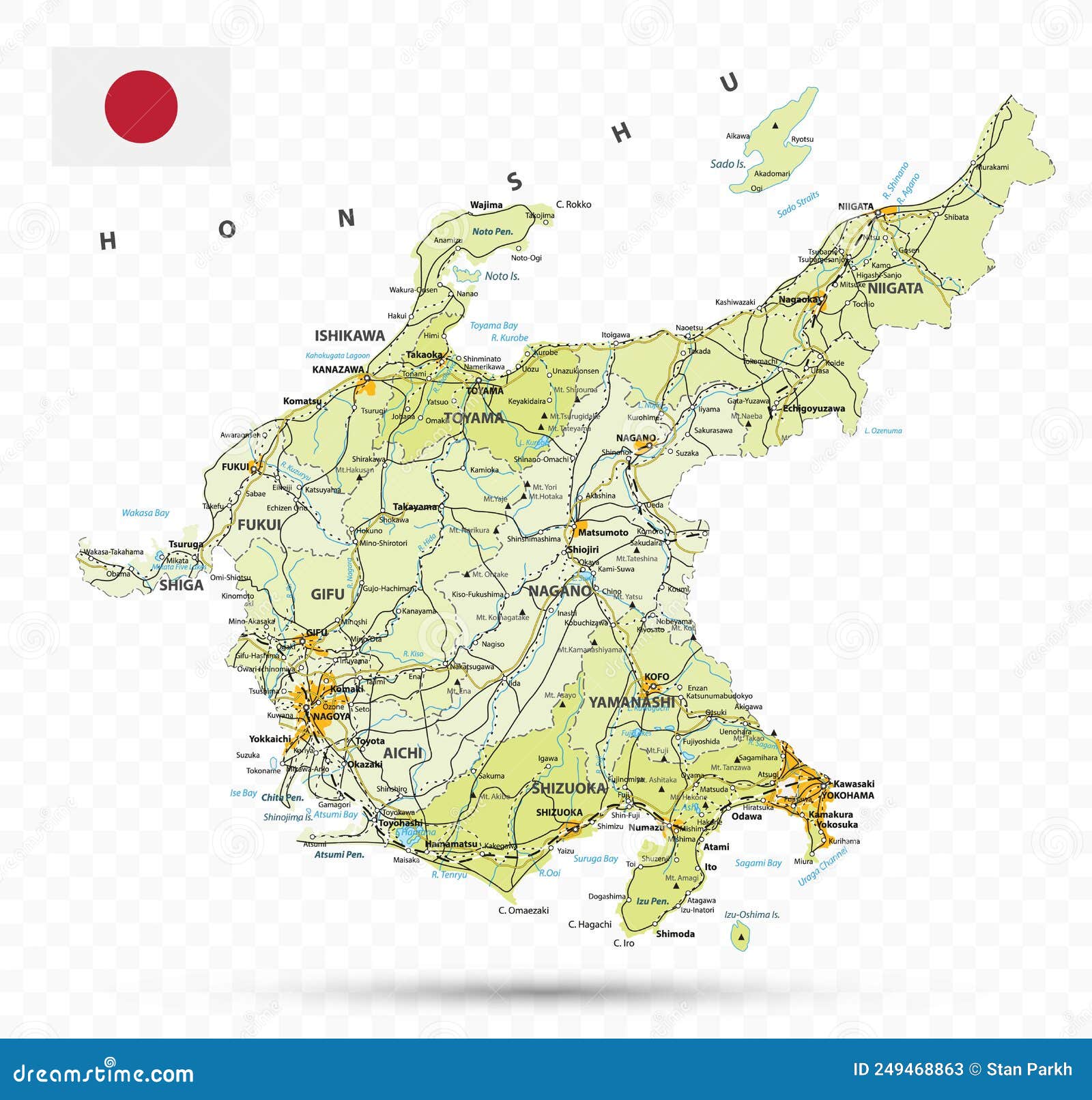 Chubu Map. Map of Japan Prefecture Stock Vector - Illustration of japan ...