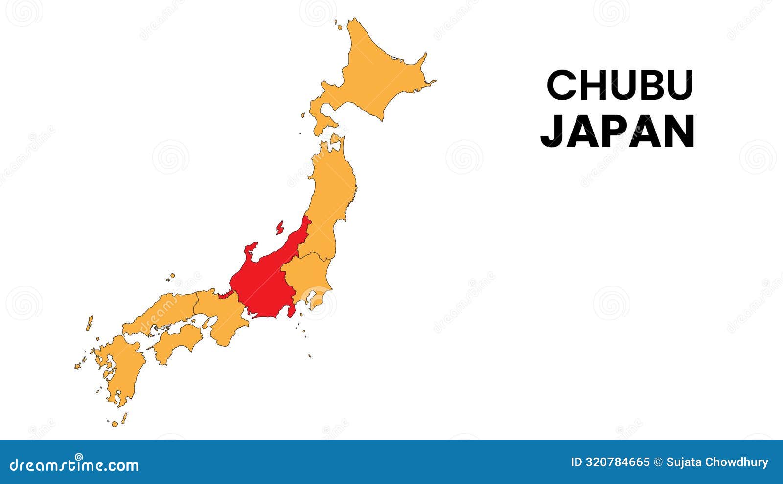 Chubu Map In Japan. Vector Map Of Japan. Map Of The Provinces Of Japan ...