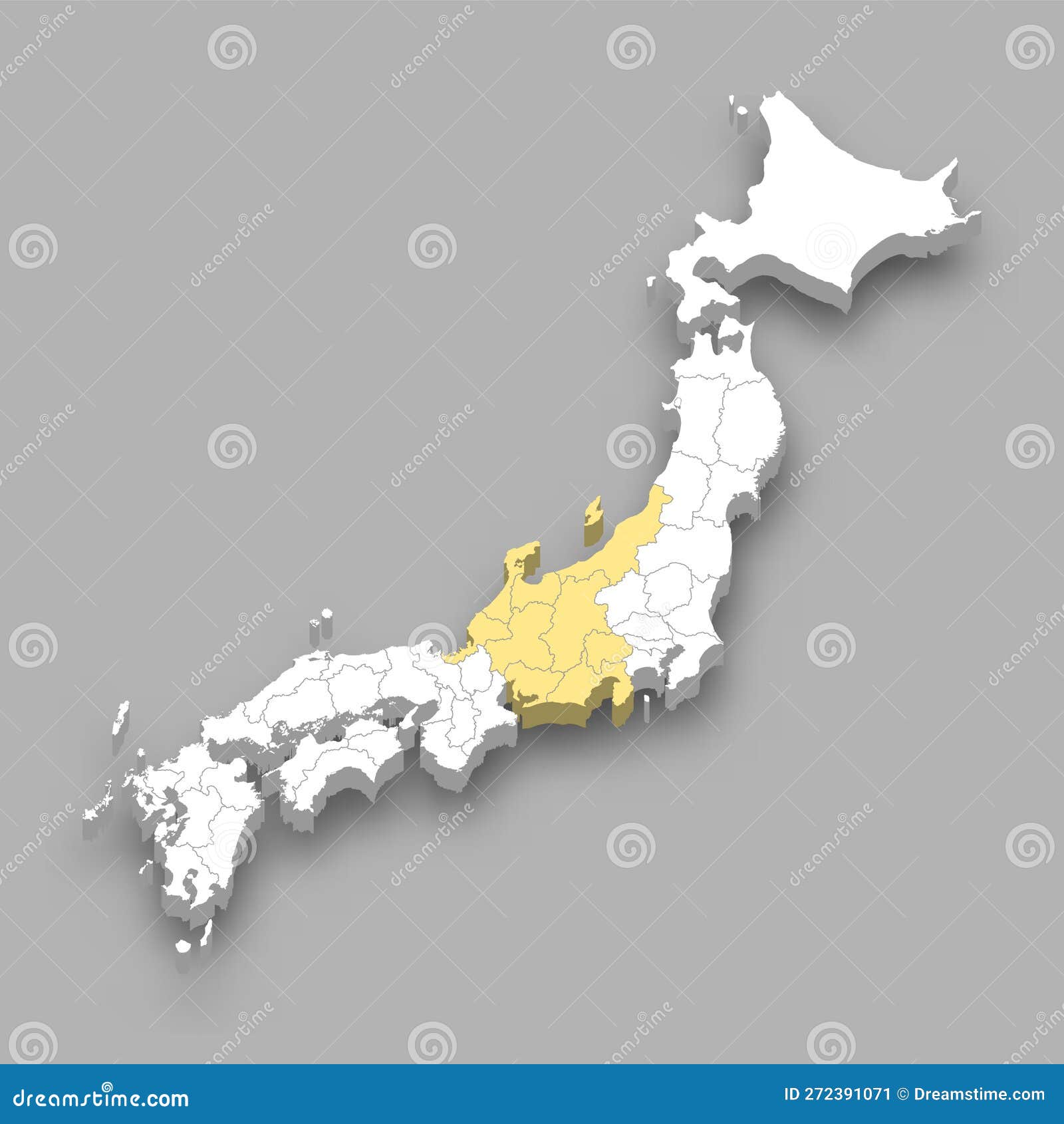 Chubu Region Location within Japan Map Stock Vector - Illustration of ...