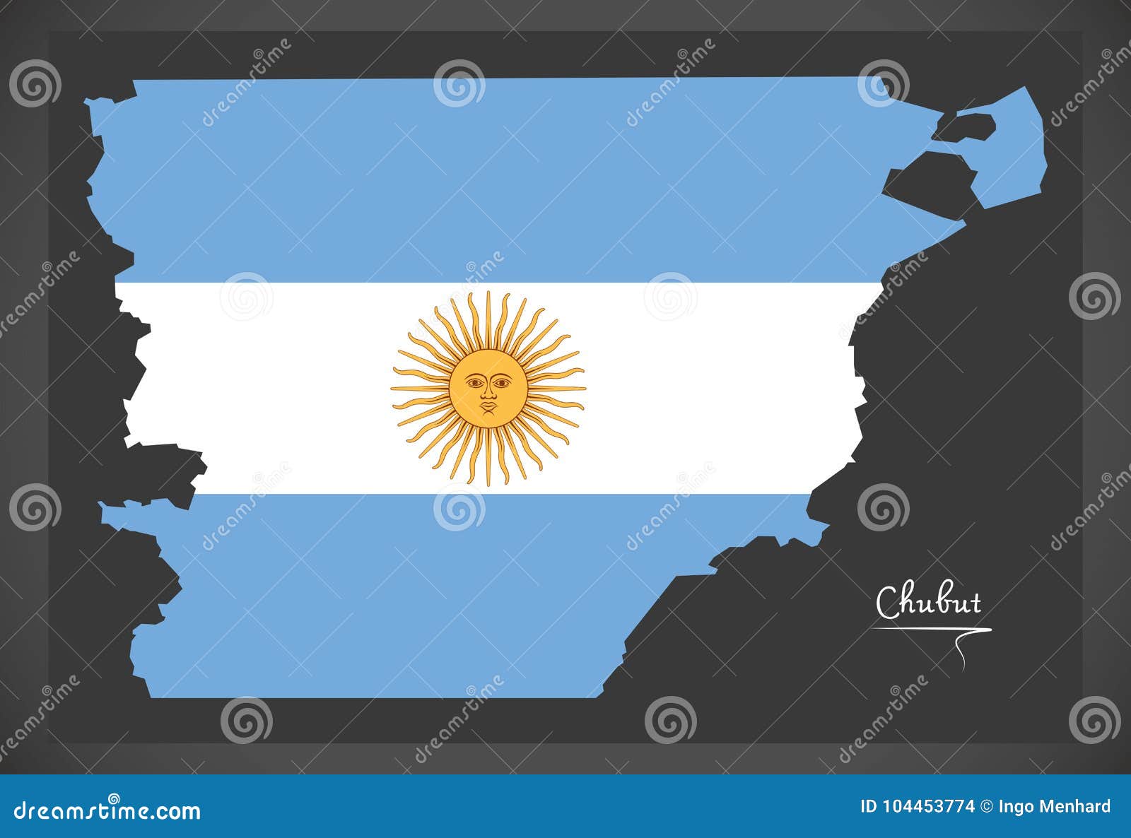 Chubut Map of Argentina with Argentinian National Flag Illustration ...