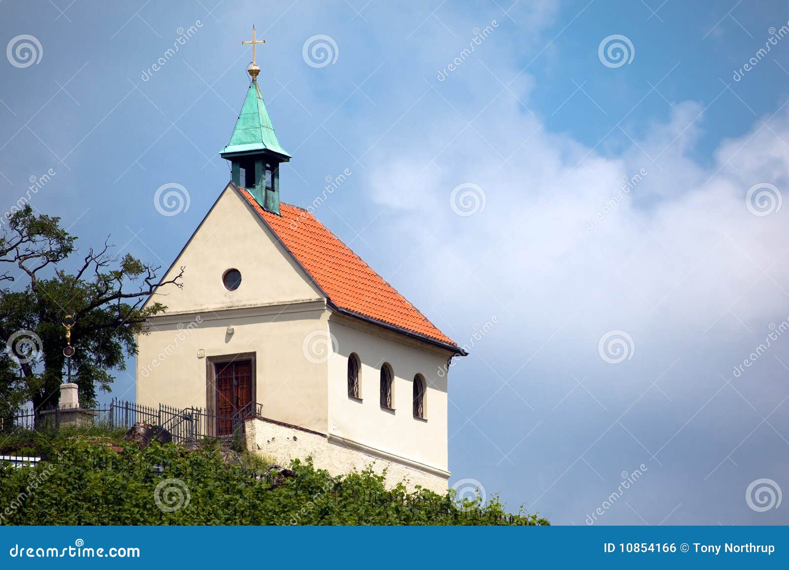 Chuch with Crucifix on Steeple Stock Photo - Image of church, steeple ...