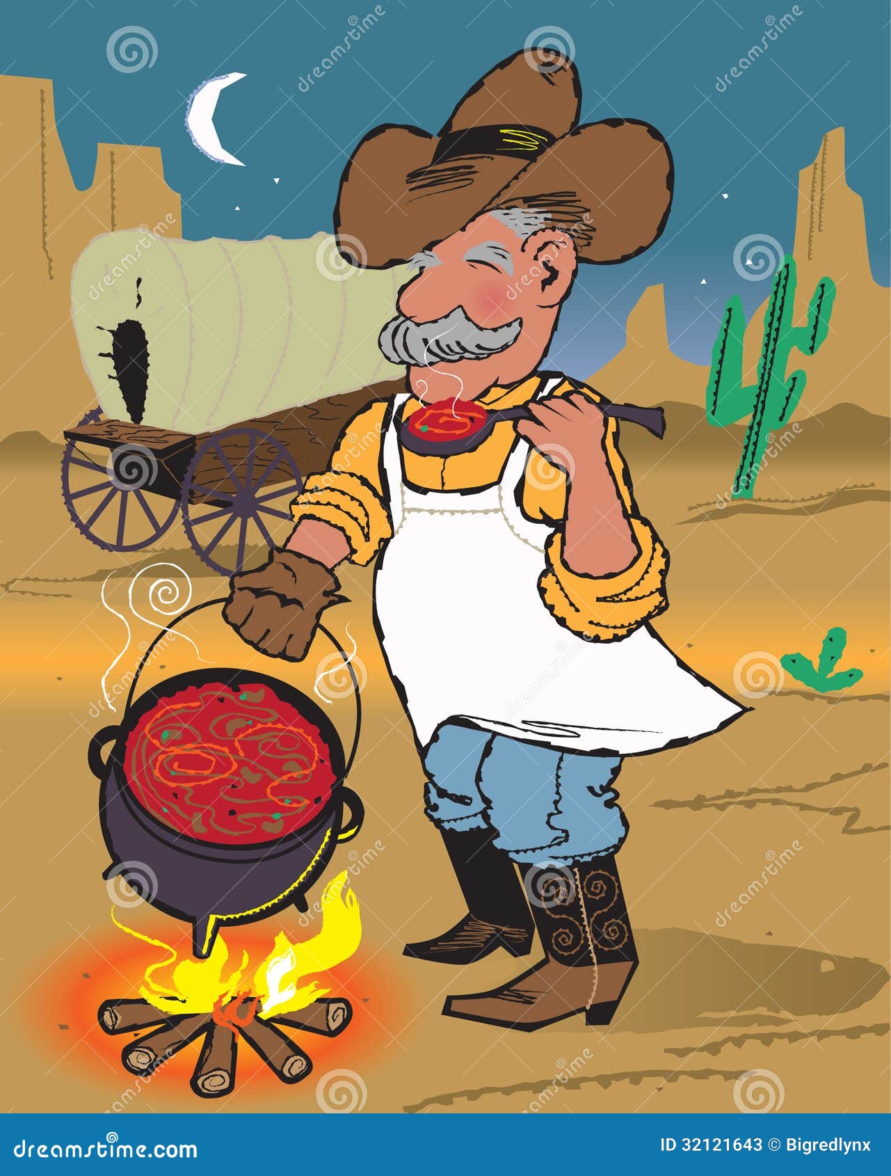 Chuckwagon Chili stock vector. Illustration of fire, kettle - 32121643