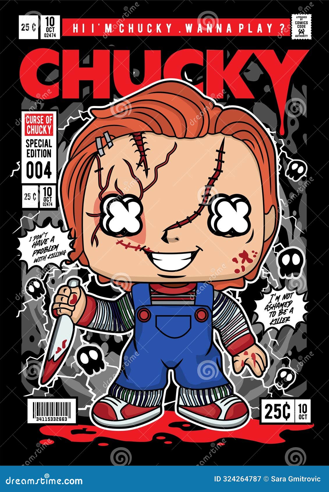 Chucky stock illustration. Illustration of font, comics - 324264787