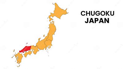 Chugoku Map in Japan. Vector Map of Japan. Map of the Provinces of ...