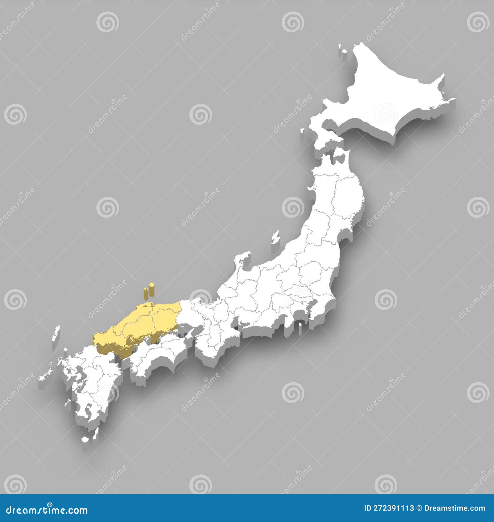 Chugoku Region Location within Japan Map Stock Vector - Illustration of ...