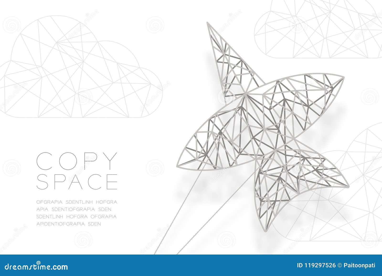 Chula Kite And Cloud Wireframe Polygon Silver Frame Structure, Business ...