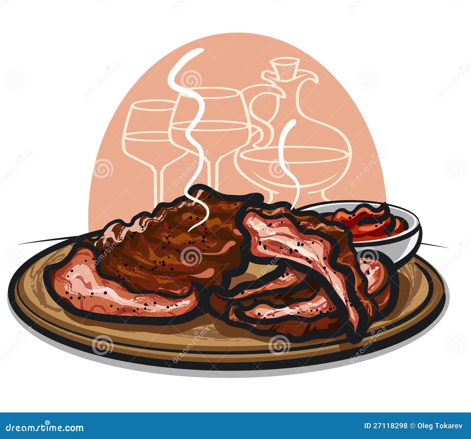 Chuletas de cerdo asadas stock de ilustración. Ilustración de sabroso ...