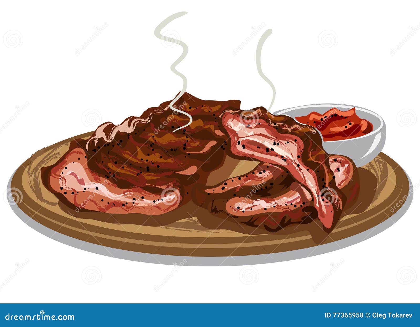 Chuletas De Cerdo Asadas a La Parilla Stock de ilustración ...