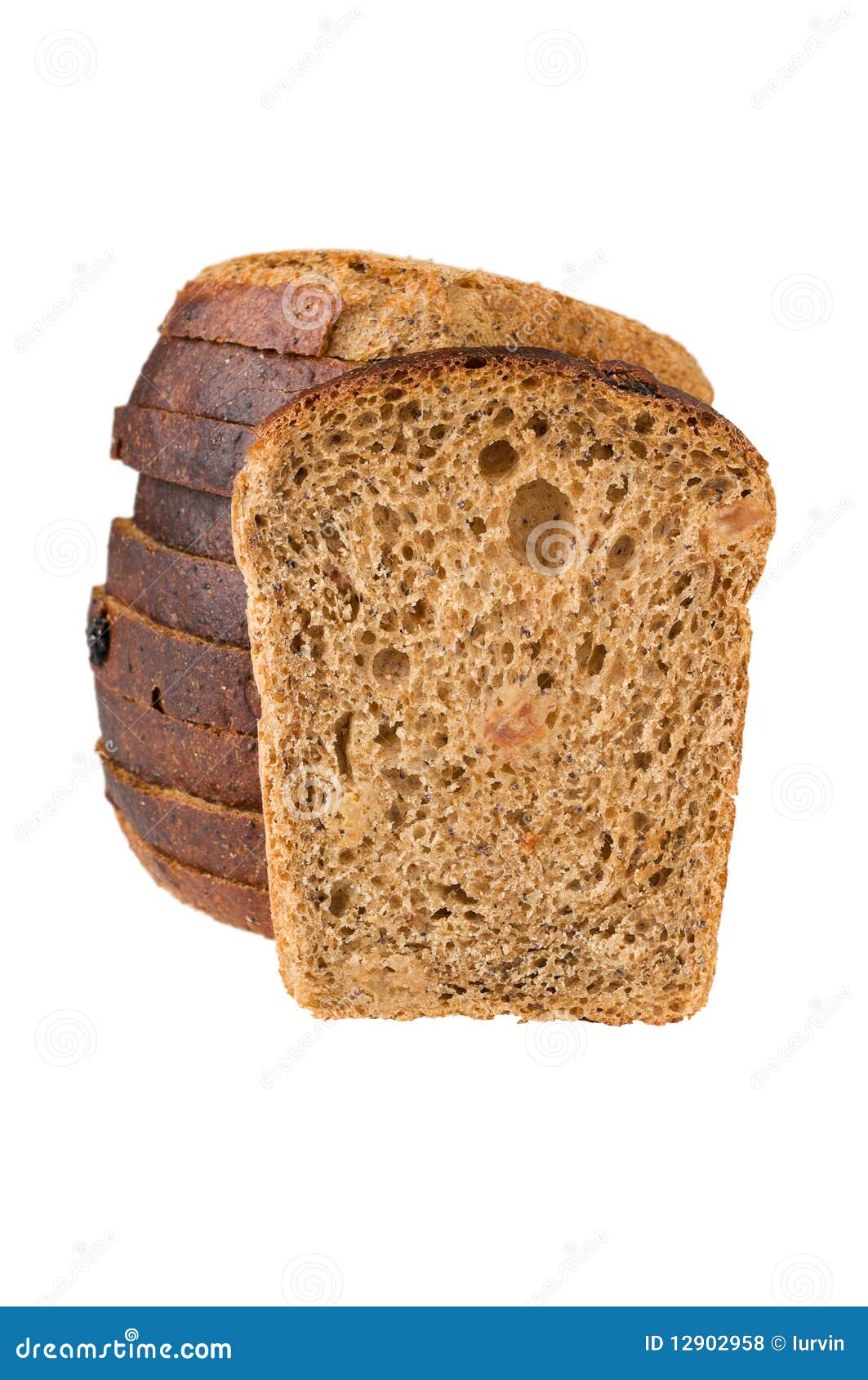 Chunk of Bread with Raisin Against the Cut Loaf Stock Photo - Image of ...