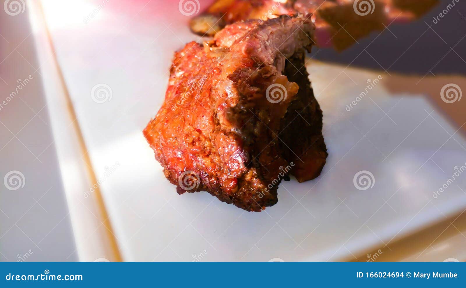 Chunk of Grilled Meat Bitten Stock Photo - Image of background, brunch ...