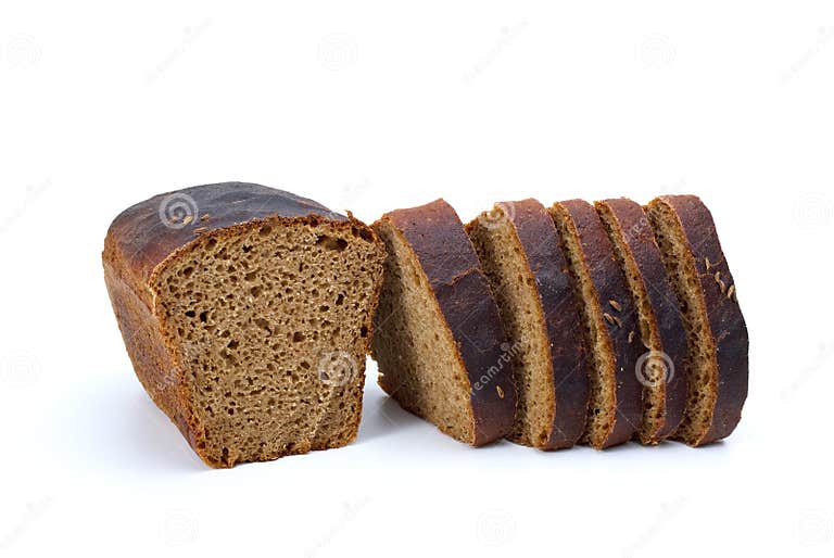 Chunk of Rye Bread with Anise and Some Slices Stock Photo - Image of ...