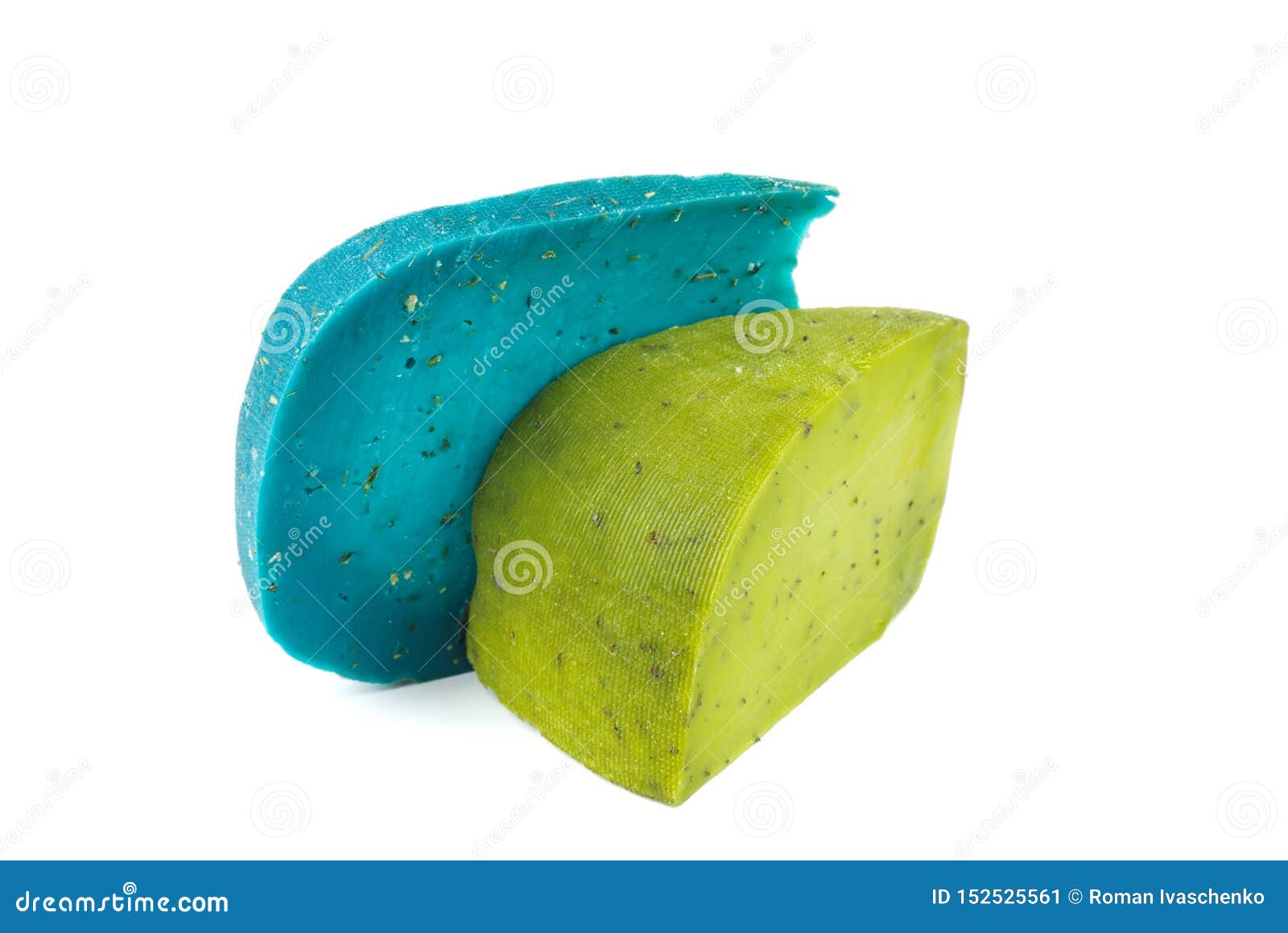 Chunks of Blue and Green Cheese Isolated on White Stock Image - Image ...