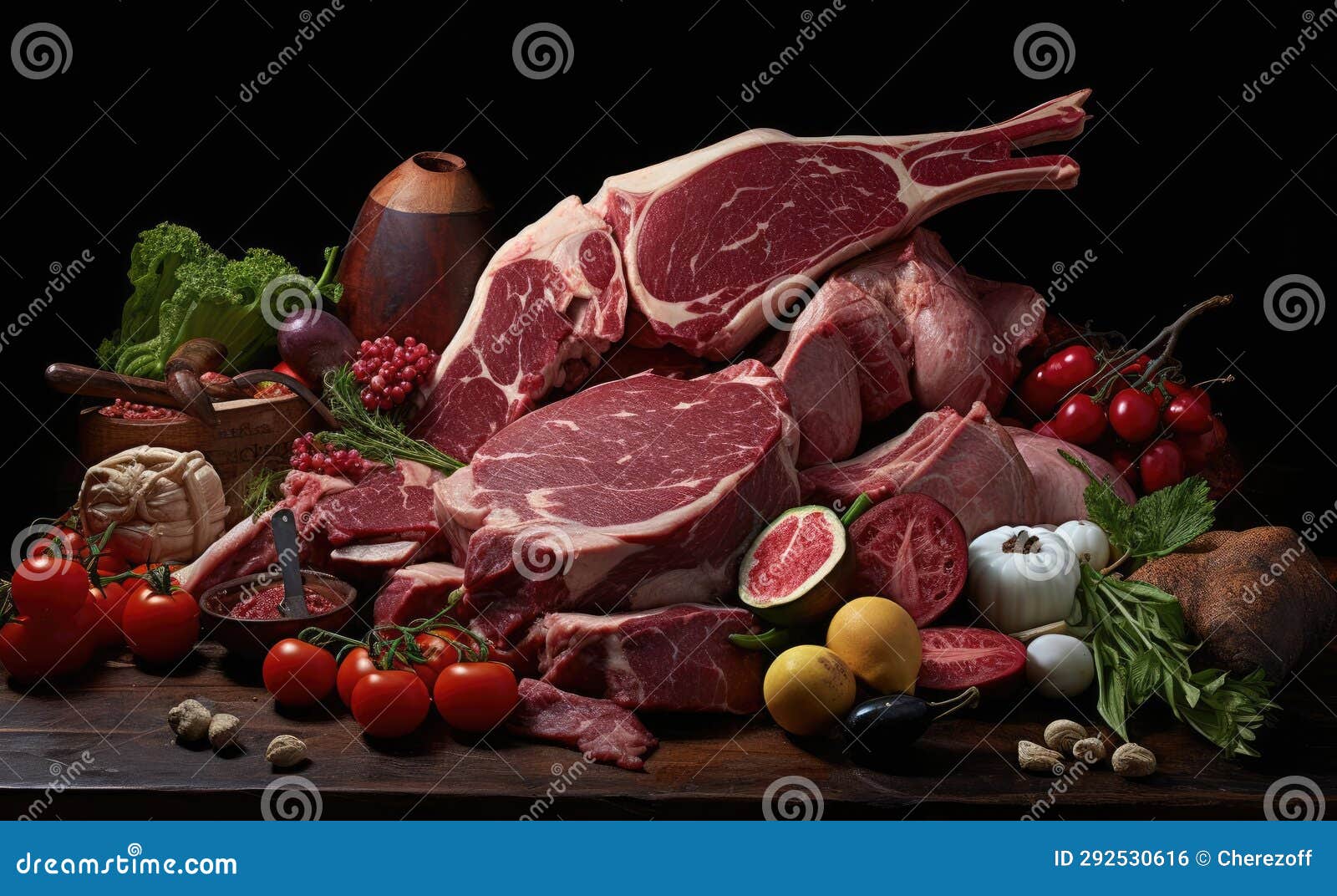 Chunks of fresh red meat stock photo. Image of protein - 292530616