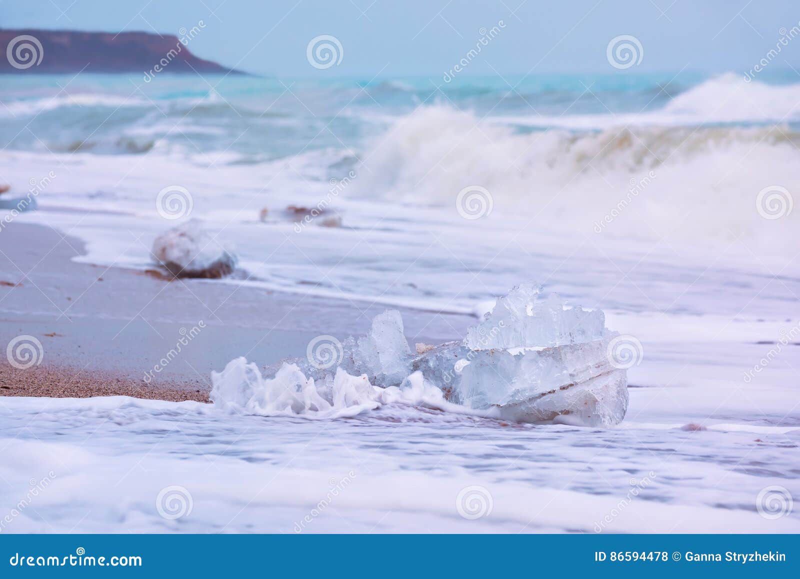Chunks of Ice on the Sea Shore Stock Photo - Image of fresh, blue: 86594478