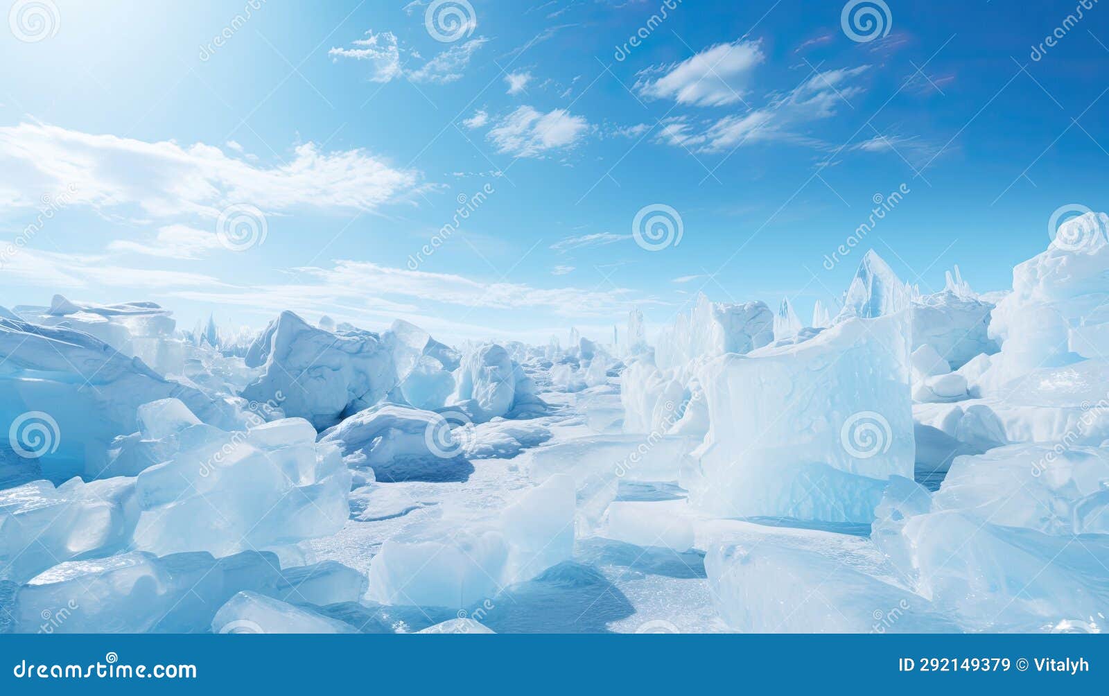 Chunks of Ice and Snow Under Clear Blue Sky. Stock Image - Image of ...
