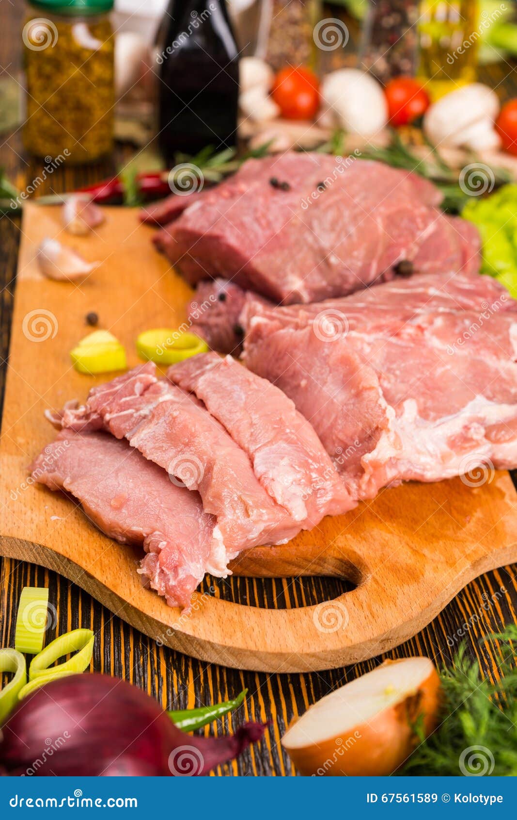 Chunks of Meat Sliced on Cutting Board Stock Image - Image of life ...