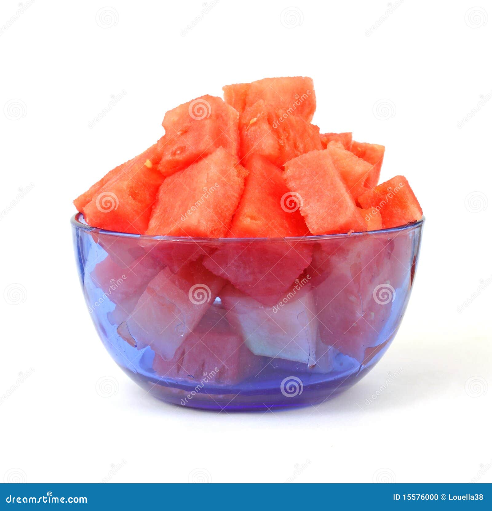 Chunks Watermelon Blue Bowl Stock Photo - Image of glass, delicious ...