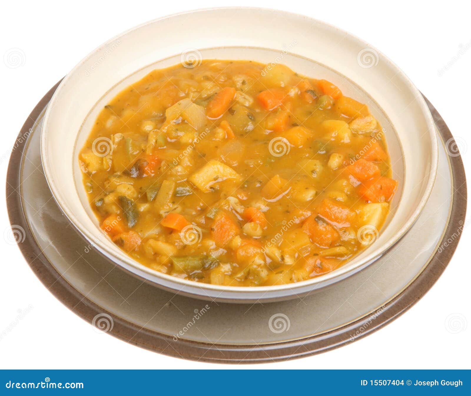 Chunky Vegetable Soup Isolated Stock Photo - Image of starter, plate ...