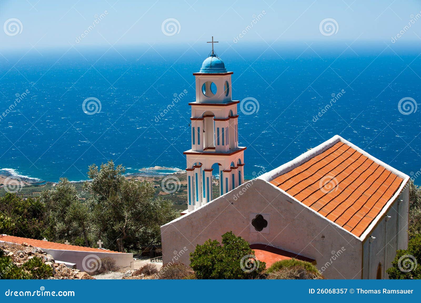 Church above the ocean stock image. Image of mediterranean - 26068357