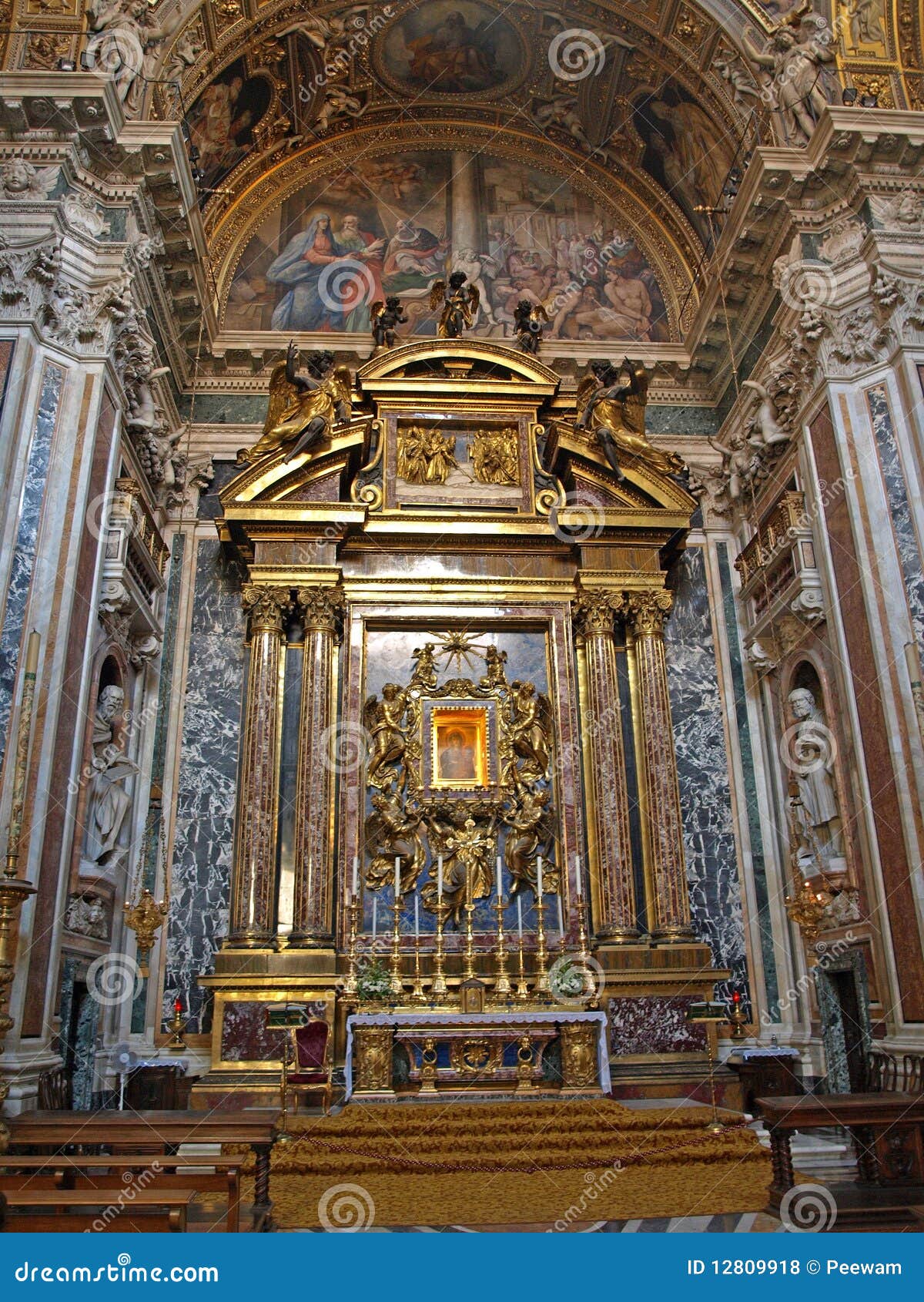 Ornate Gold and Elaborate Decor of the Church Altar in Santa Maria ...