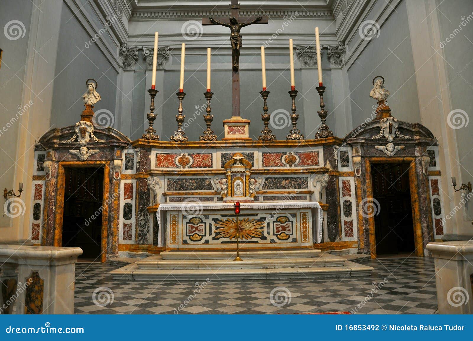 Church Altar And Benches Black And White Editorial Image ...