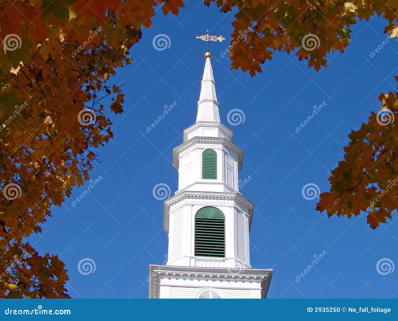 Church in Autumn stock photo. Image of maple, country - 2935250