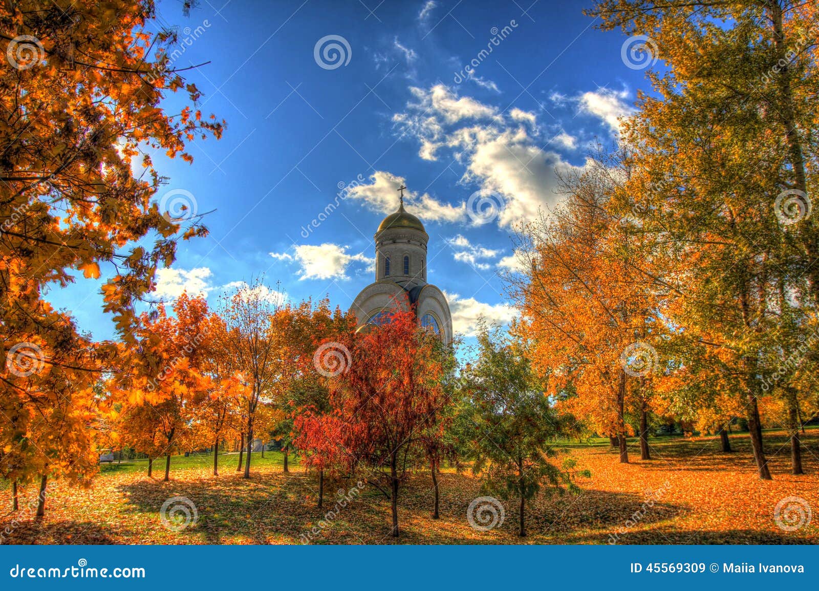 Church in the Autumn Forest Stock Image - Image of forest, horizontal ...