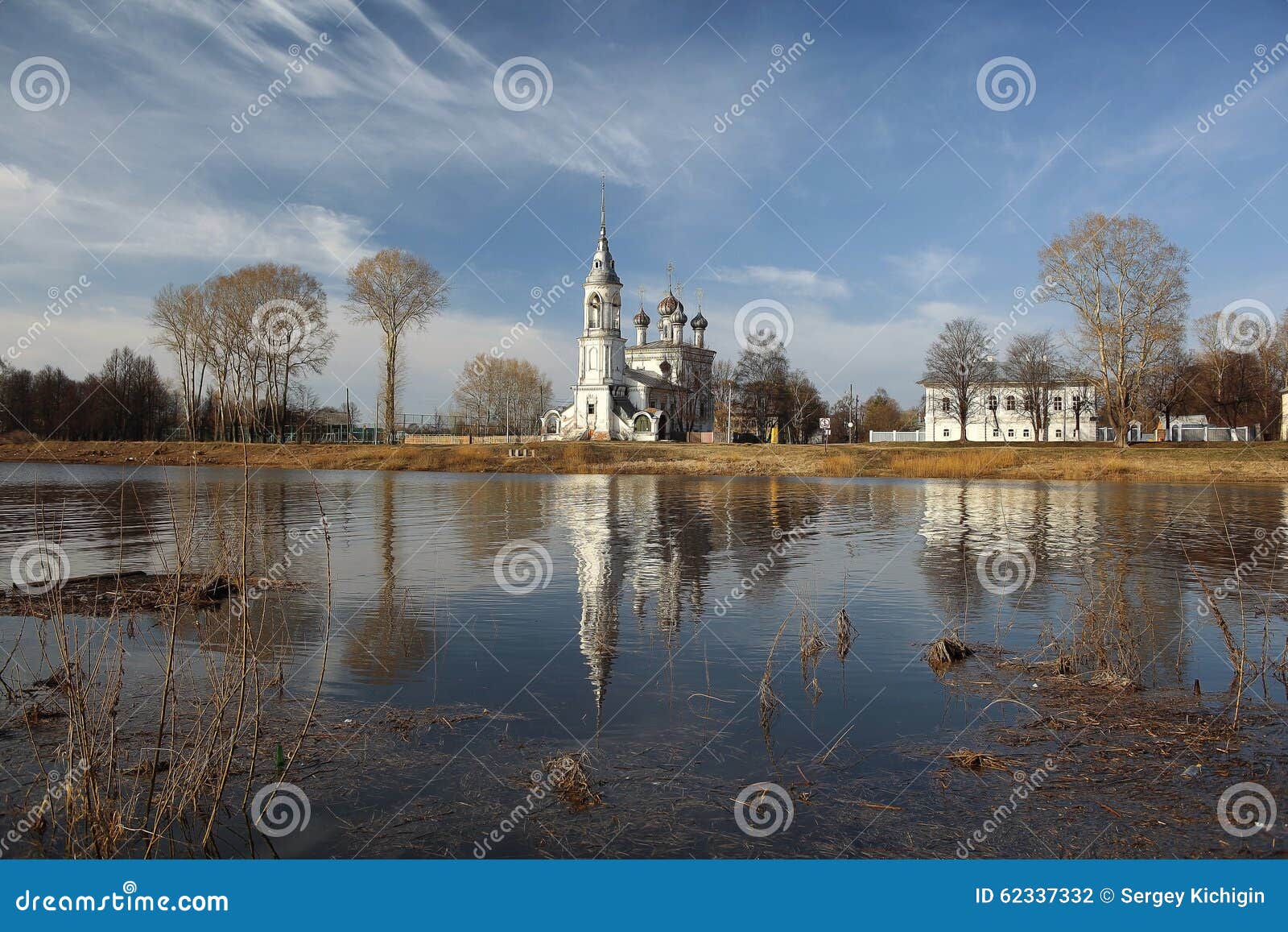 Church on Autumn River Shore Stock Photo - Image of petersburg, gold ...
