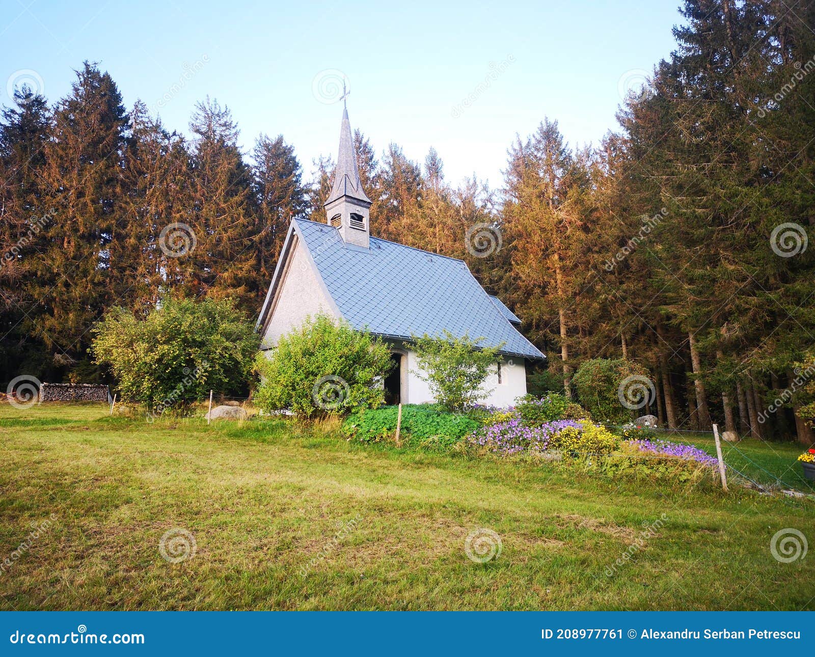 Church in the backyard stock image. Image of woodland - 208977761