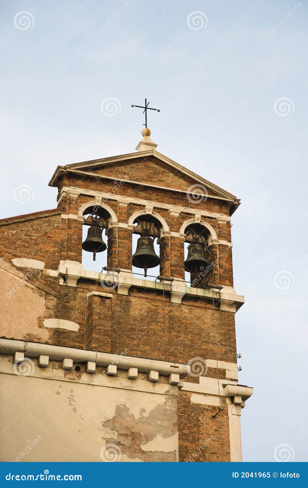 Church Belfry with Three Bells in Venice. Stock Image - Image of bell ...
