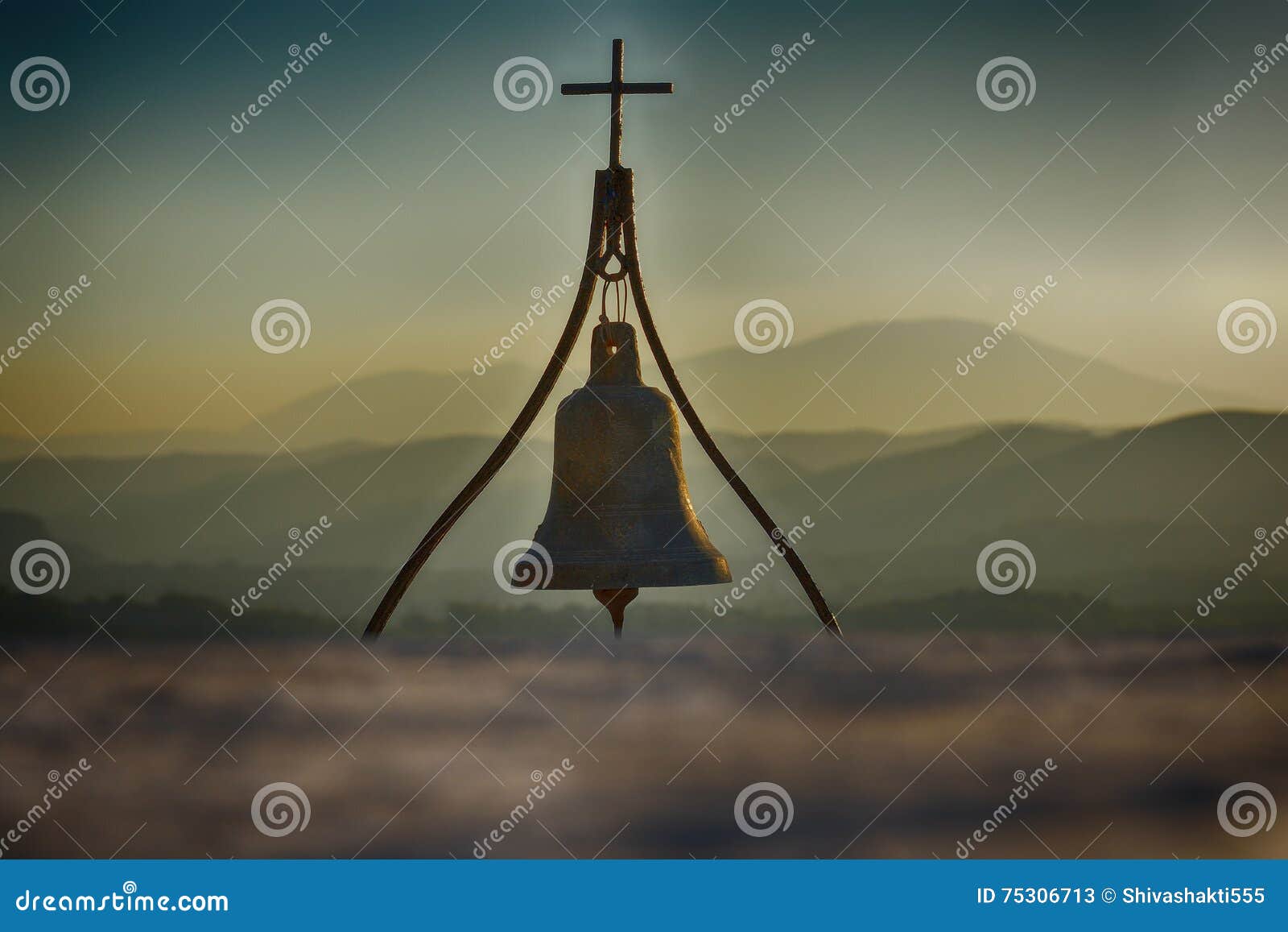 Church bell with cross stock image. Image of alloy, buildings - 75306713