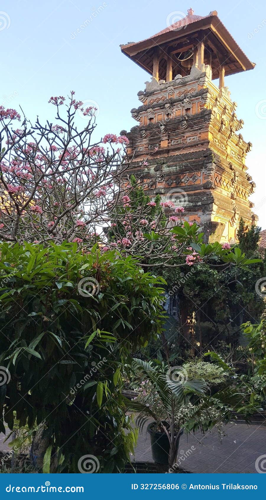 The Church Bell Tower Has a Traditional Balinese Pattern Stock Photo ...
