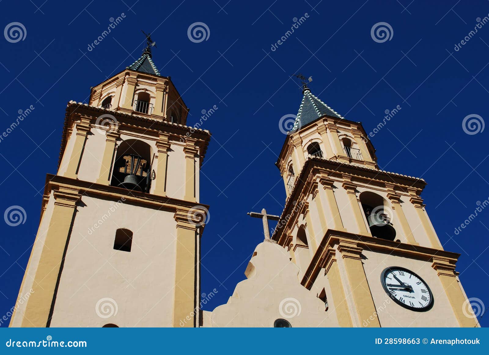 Church Bell Towers, Orgiva, Spain. Stock Image - Image of europe, blue ...