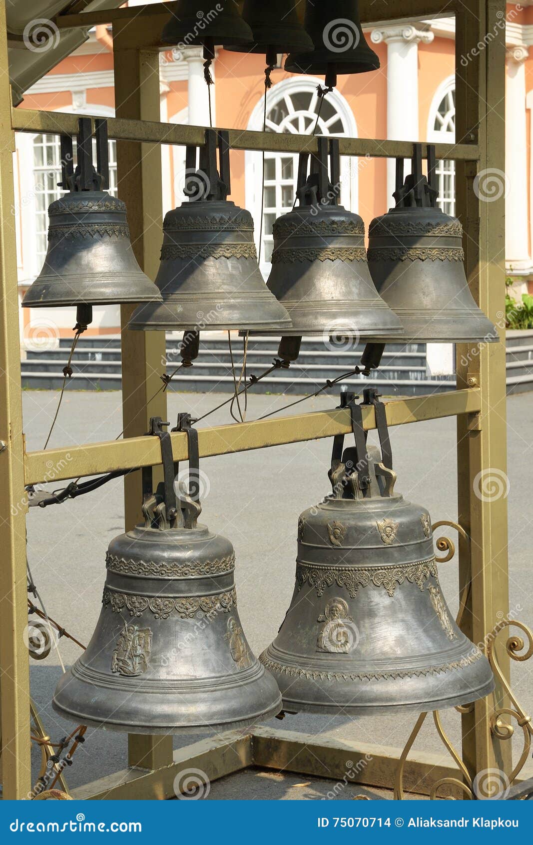 Church Bells Hanging in a Row. Stock Photo - Image of melody, yard ...