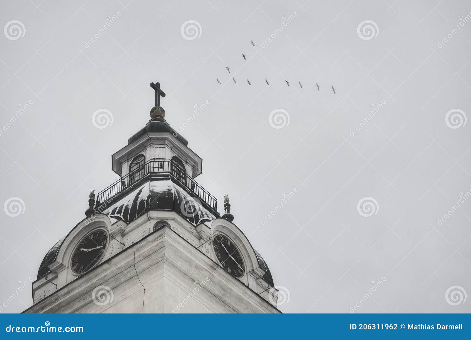 Church and birds stock photo. Image of drawing, symmetry - 206311962