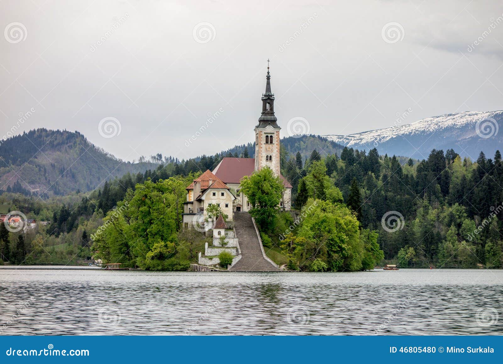 The Church in Bled, Slovenia Stock Photo - Image of reflection ...