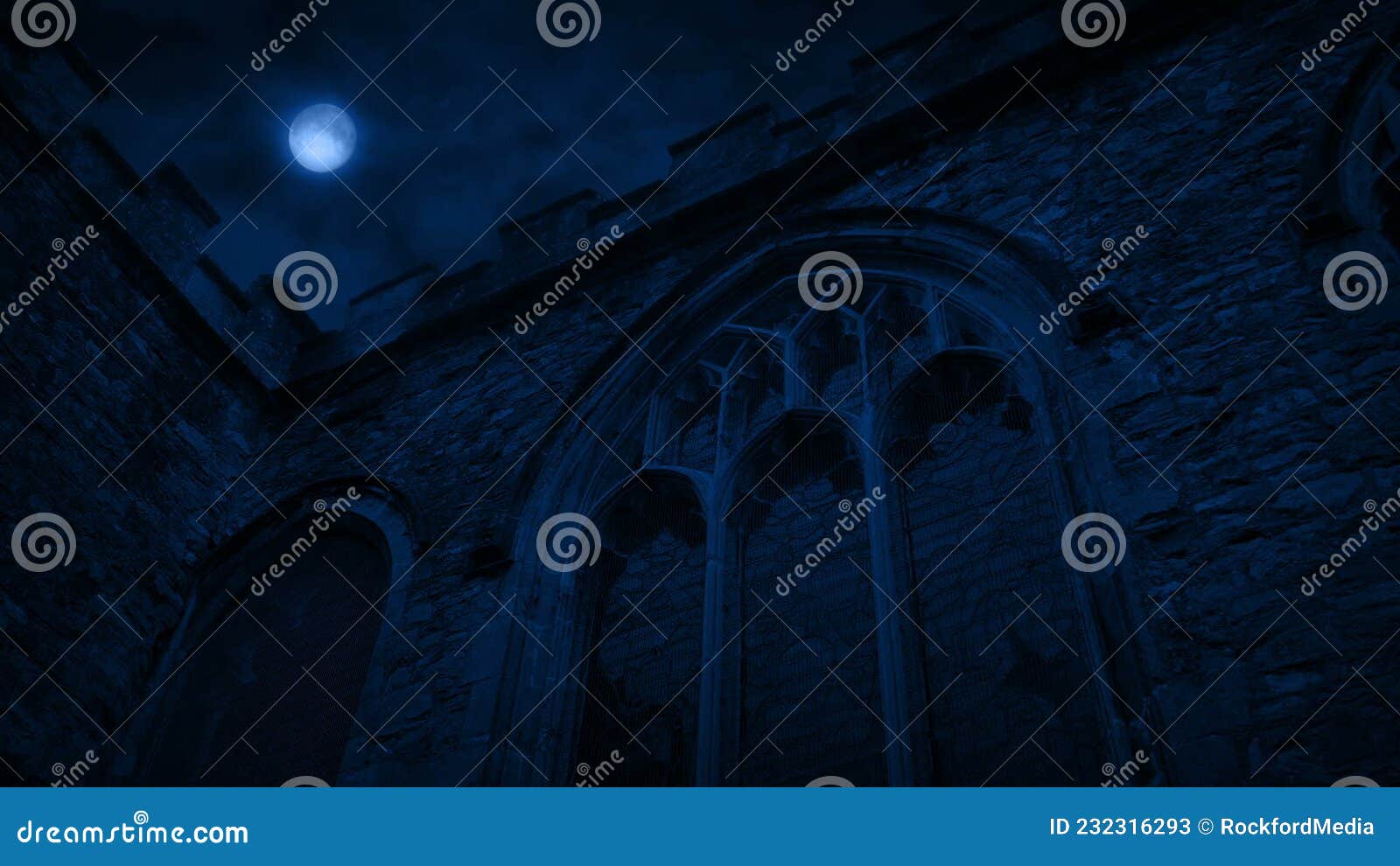 Church Building with Full Moon Above Stock Video - Video of windows ...