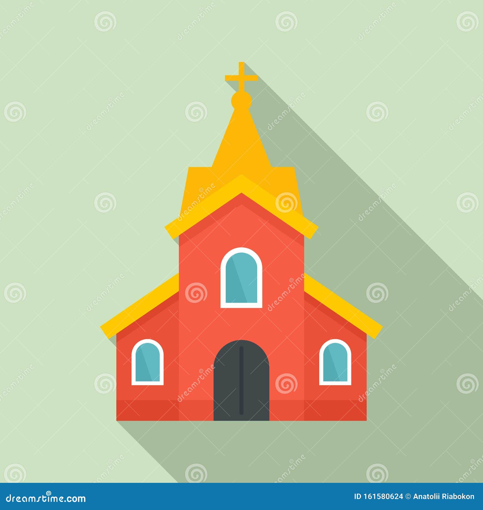Church Building Icon, Flat Style Stock Vector - Illustration of ...