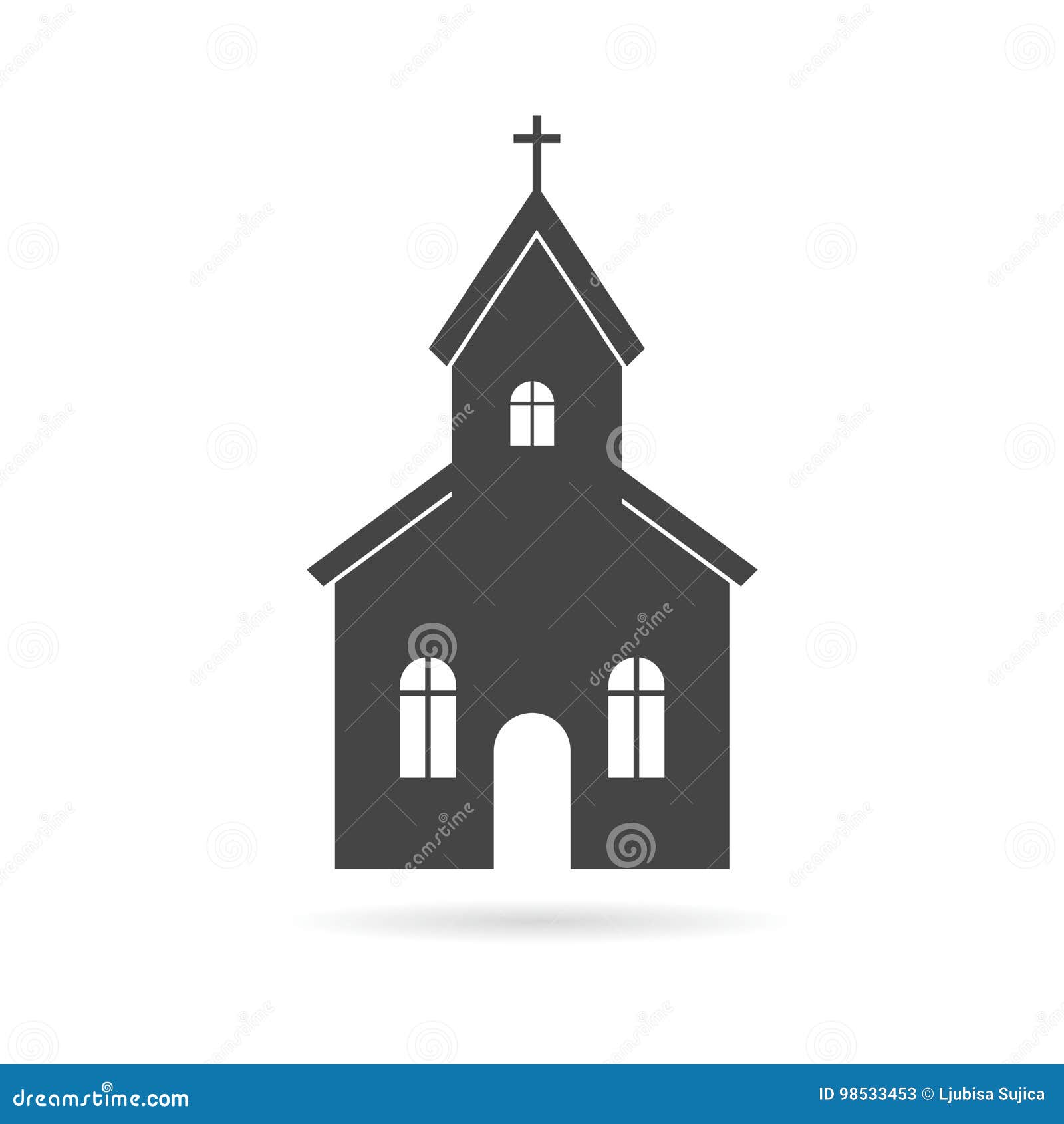 Church building icon stock vector. Illustration of place - 98533453