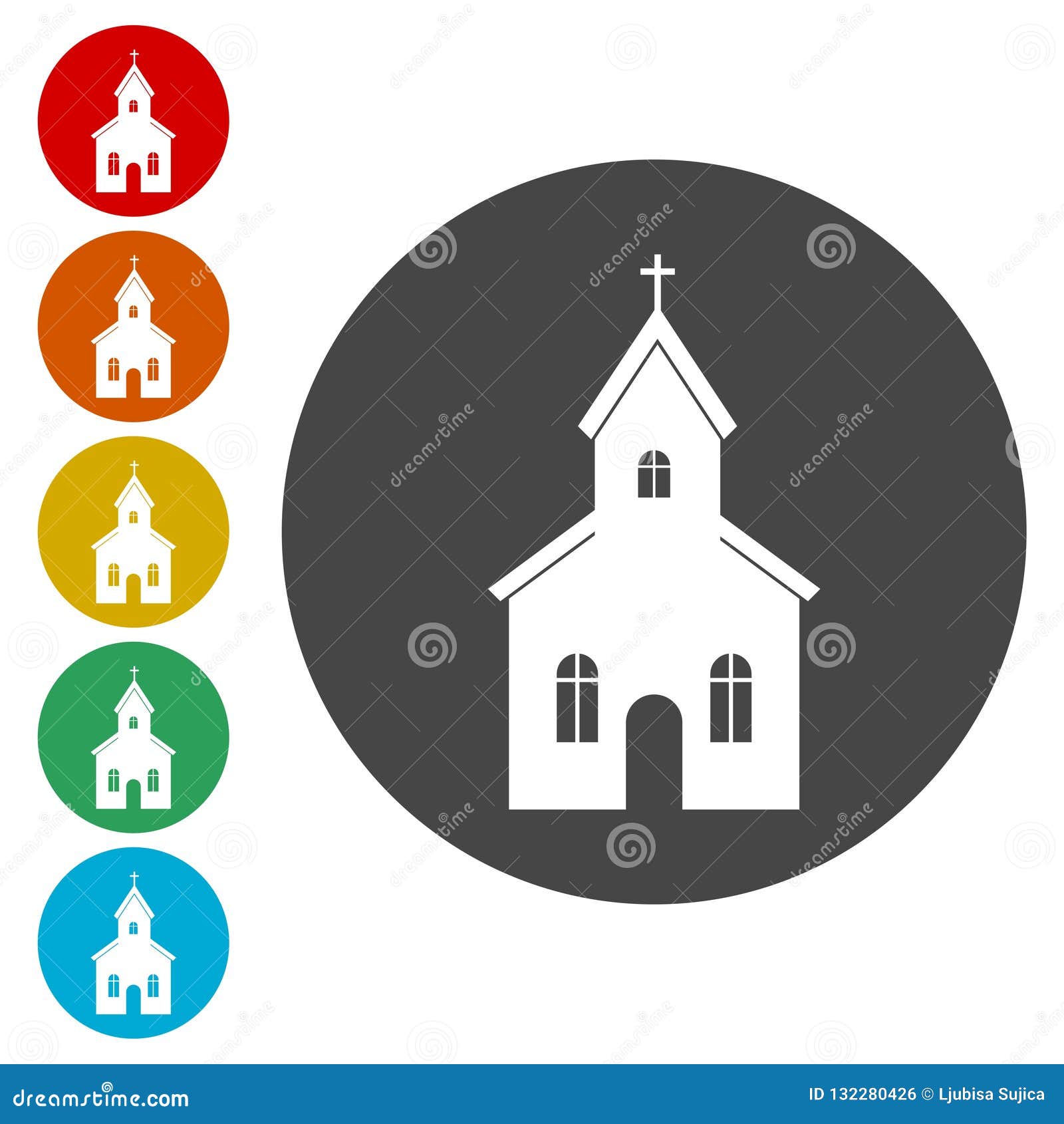 Church building icon stock vector. Illustration of place - 132280426