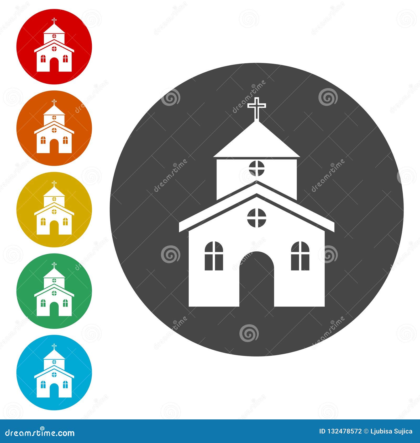 Church building icon stock vector. Illustration of chapel - 132478572