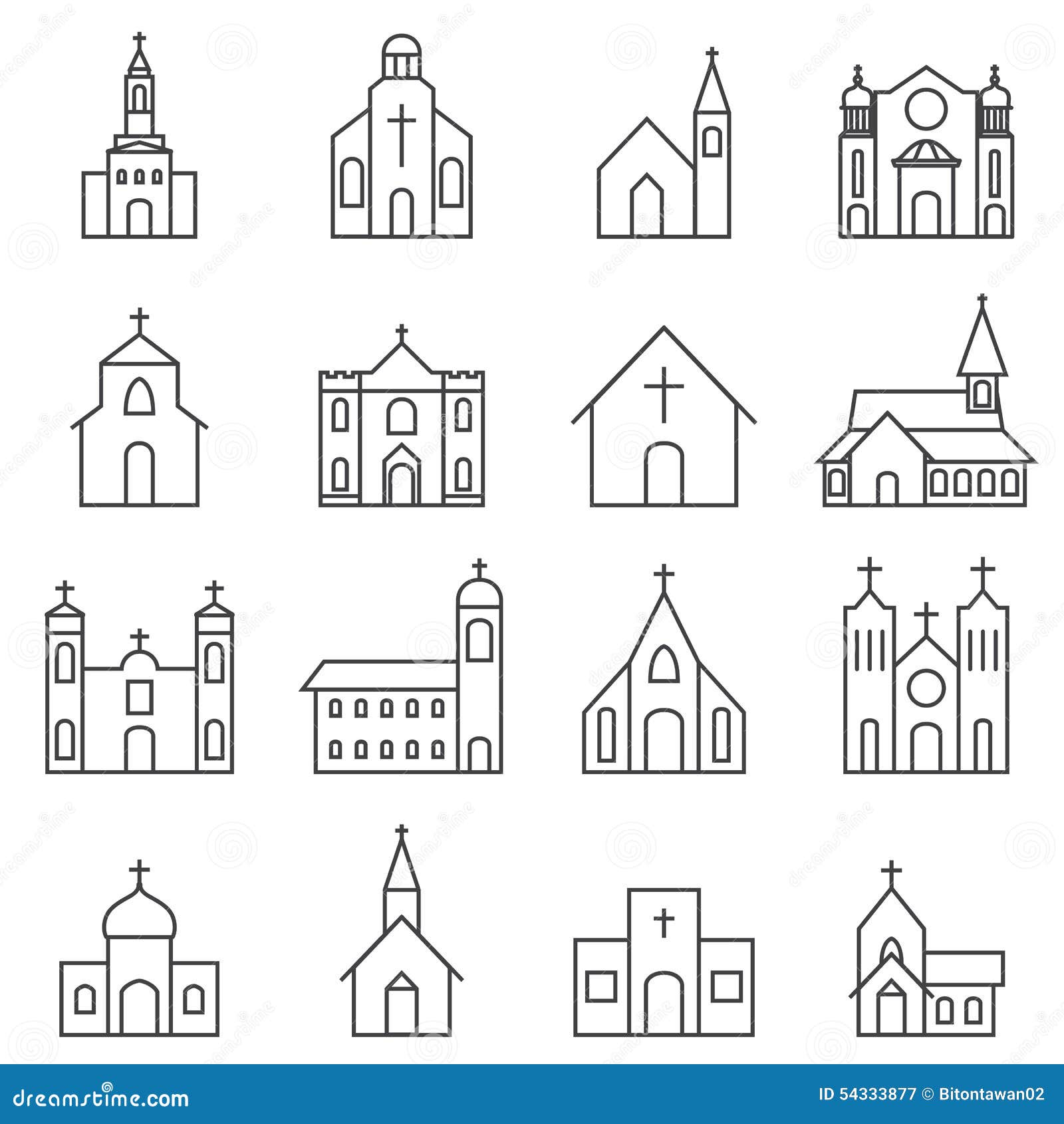 Church Building Hand Drawn. Continuous One Line Drawing Silhouette ... Church Building Hand Drawn. Continuous One Line Drawing Silhouette ...