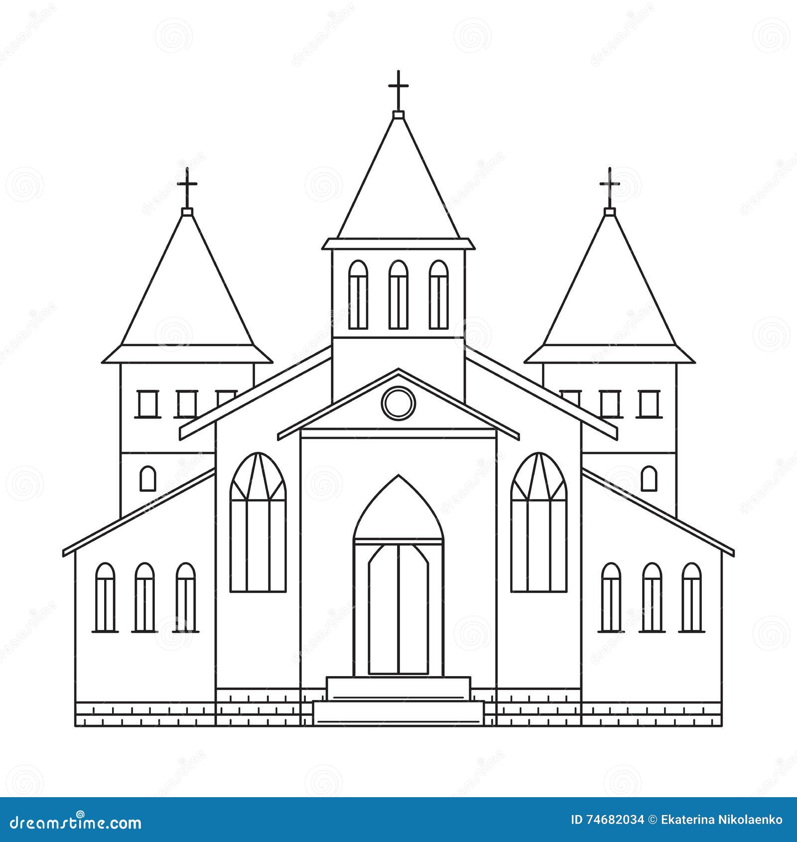 Church Building. Line Art Style Stock Vector - Illustration of abstract ...