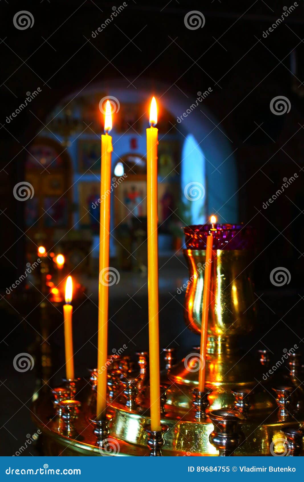 Church candles stock image. Image of celebration, lamp - 89684755