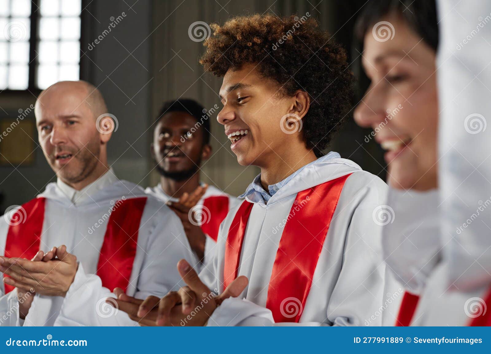 Church Choir Singing and Clapping Hands Stock Image - Image of ...