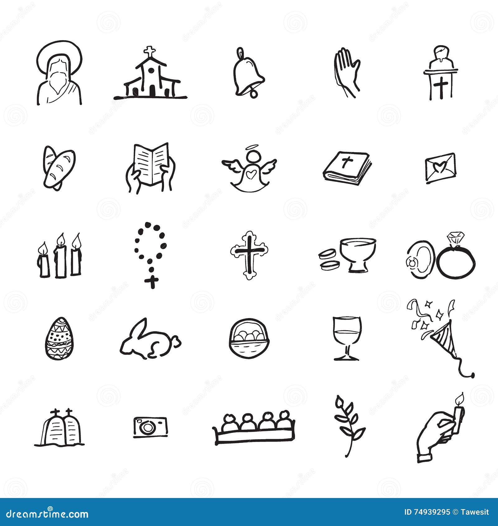 Church Christian icons set stock vector. Illustration of jesus - 74939295